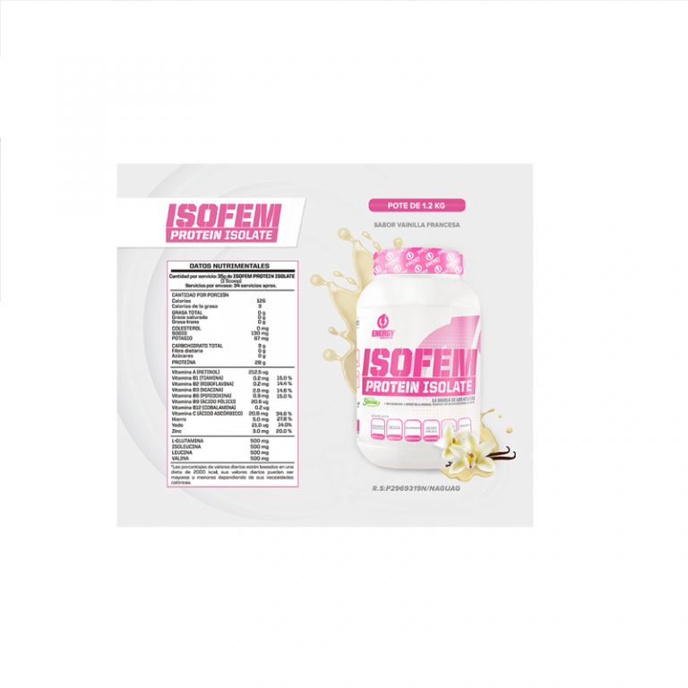 Proteina Energy Nutrition Isofem Protein Isolate 1Kg Vainilla + Shaker ...