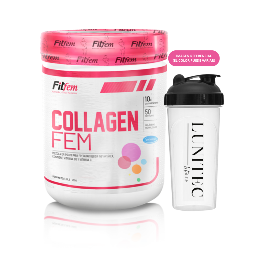 Colágeno Hidrolizado Fitfem Collagen Fem 500g Naranja + Shaker ...